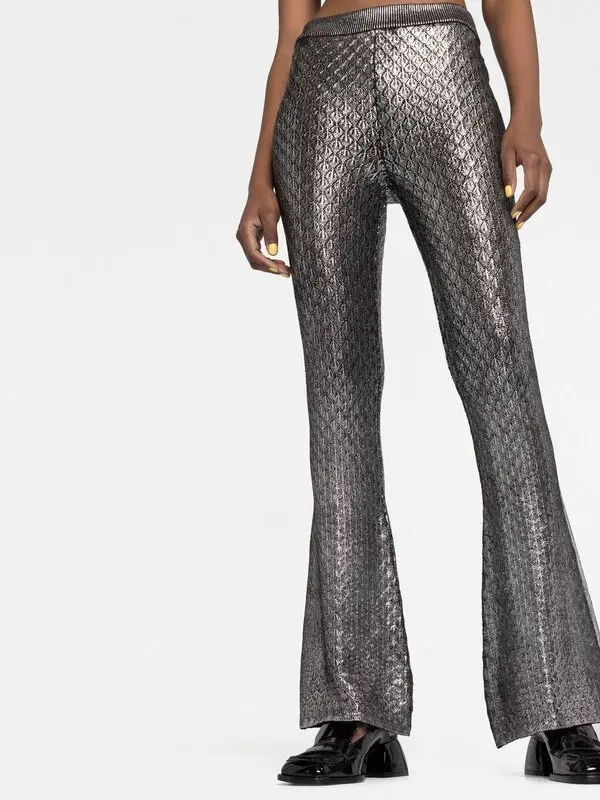 Rabanne High-waisted Flared Trousers - Silver