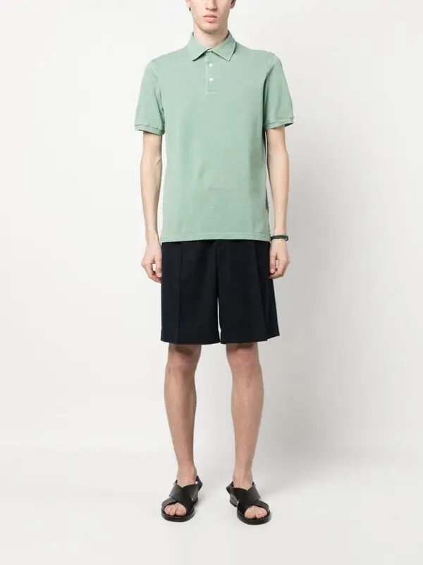 Fedeli Jersey Short-sleeved Polo Top - Green