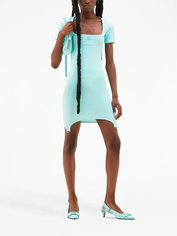COURREGES Square-neck Mini Dress - Blue