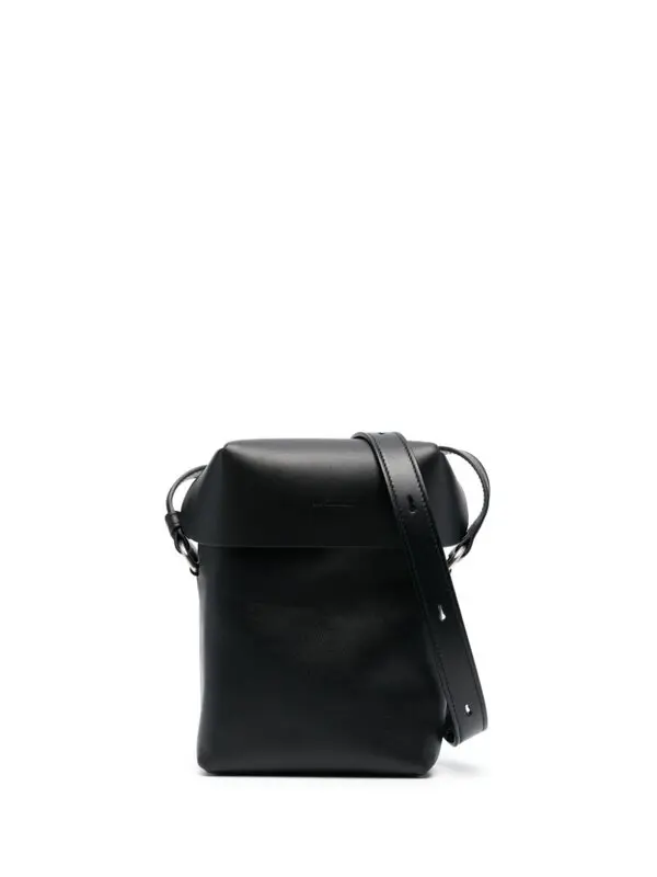 JIL SANDER Mini Lid Leather Messenger Bag - Black