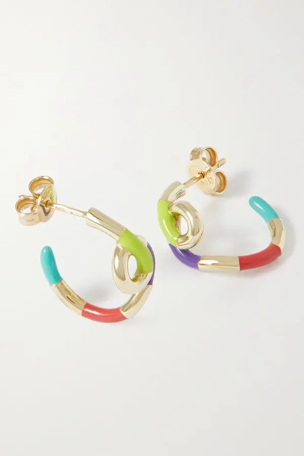 Bea Bongiasca Multi Frequency 9-karat Gold And Enamel Earrings