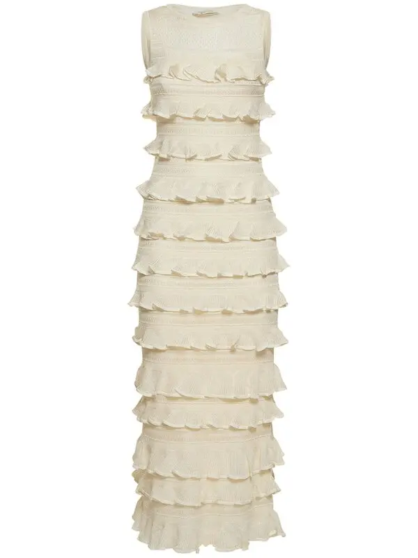Zimmermann Wonderland Frill Midi Dress In White - 40% Off | Editorialist