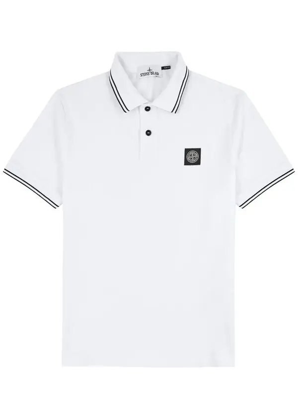 Stone Island Piqué Cotton Polo Shirt - White