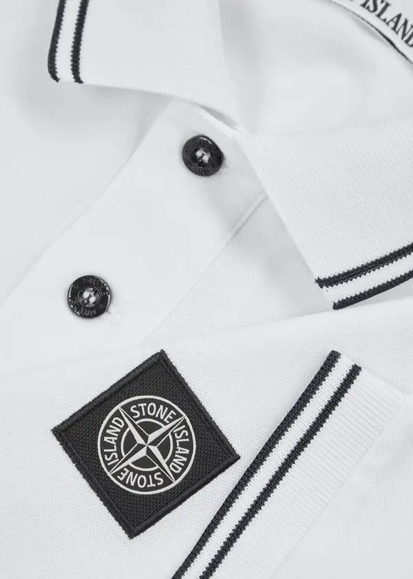 Stone Island Piqué Cotton Polo Shirt - White