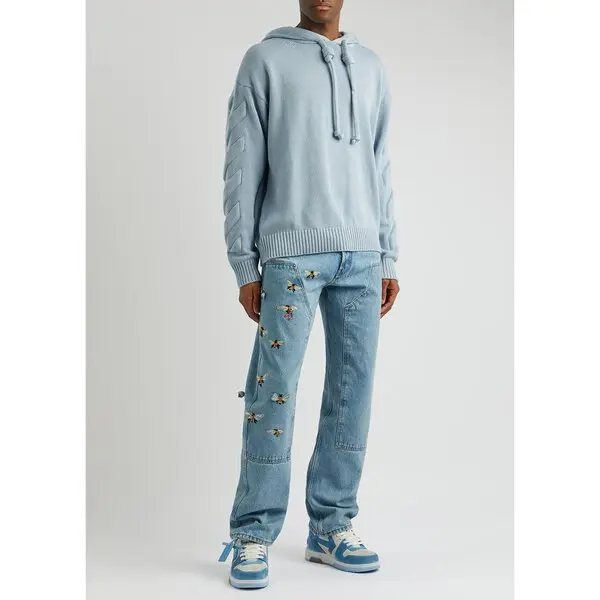 Off-White Bees Embroidered Straight-leg Jeans