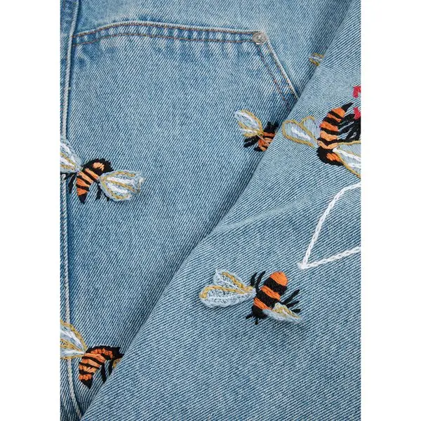Off-White Bees Embroidered Straight-leg Jeans