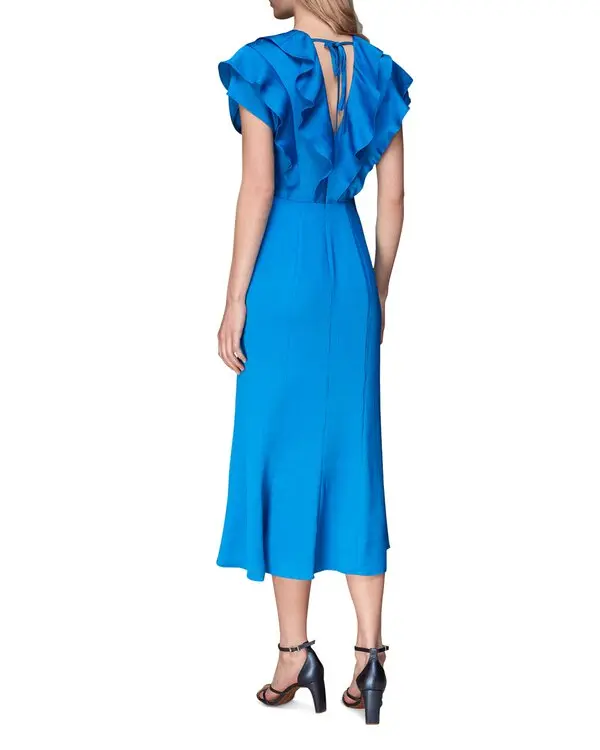 Whistles Adeline Ruffled Midi Dress - Blue