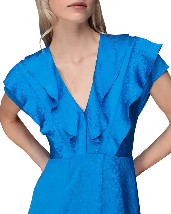 Whistles Adeline Ruffled Midi Dress - Blue