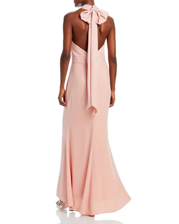 Eliza J Bow Back Halter Gown In Blush - 72% Off | Editorialist