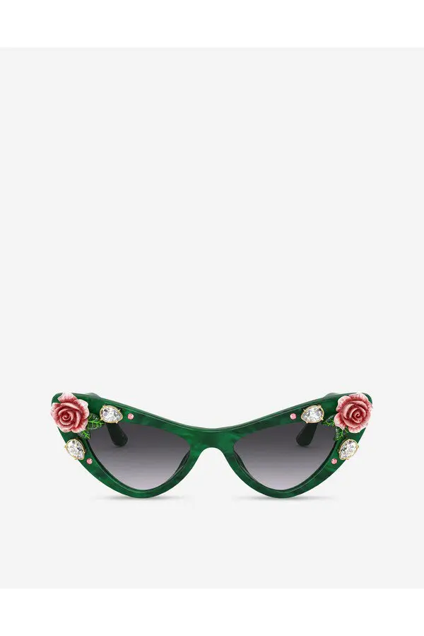 Dolce & Gabbana Tropical Rose Sunglasses - Green | Editorialist display picture 3
