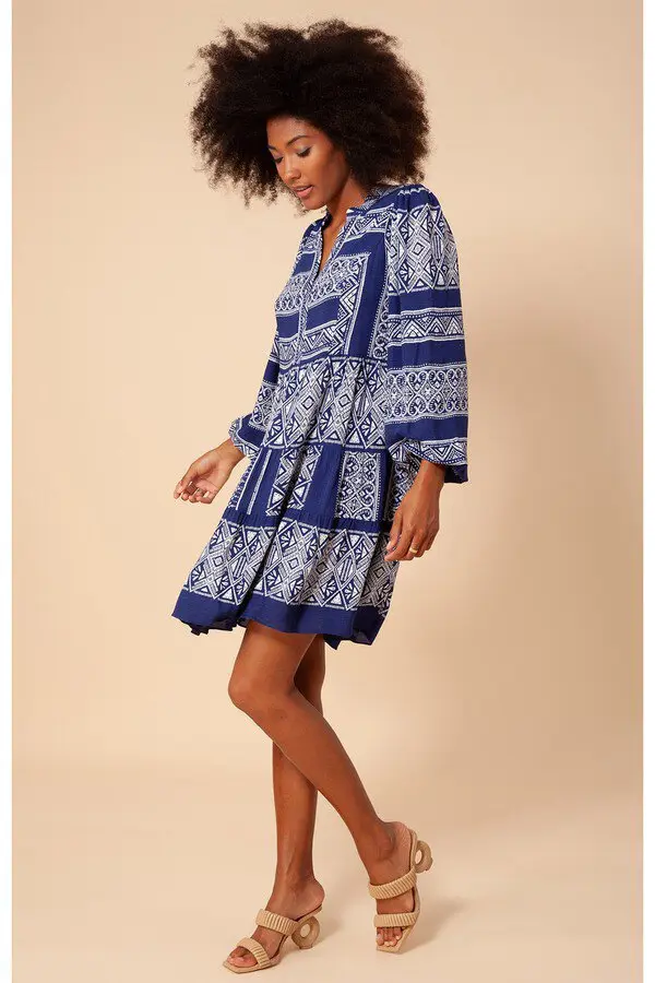 Hale Bob Alona Printed Dress - Navy