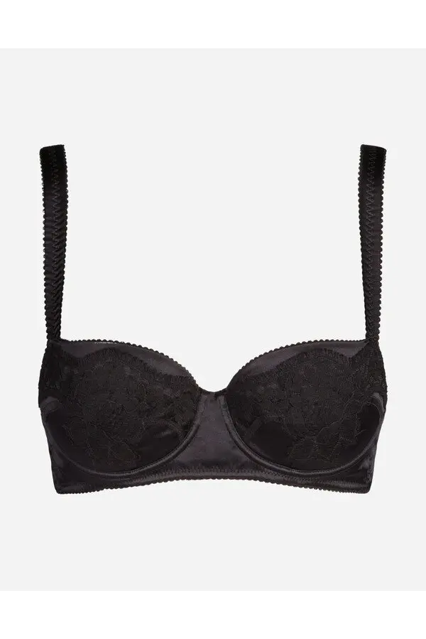 Dolce & Gabbana Padded Balcony Bra In Satin With Lace