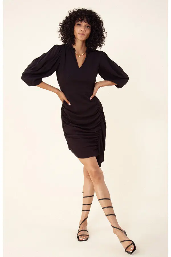 Hale Bob Keani Draped Mini Dress - Black - 50% Off | Editorialist