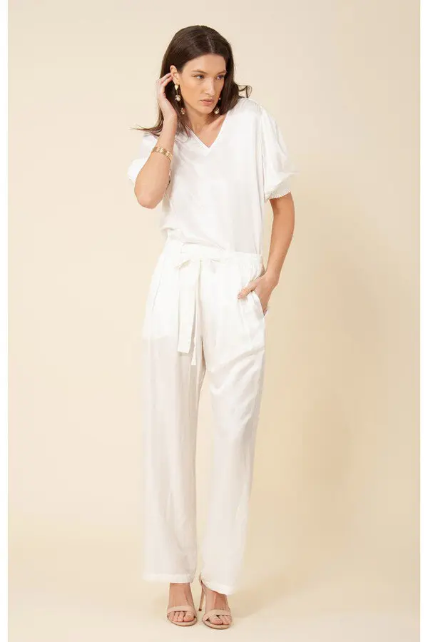 Hale Bob Nena Charmeuse Pant - White
