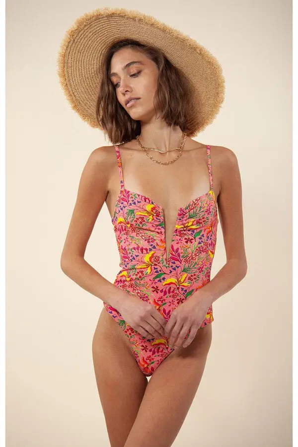 Hale Bob Adore Shirred Swimsuit - Pink