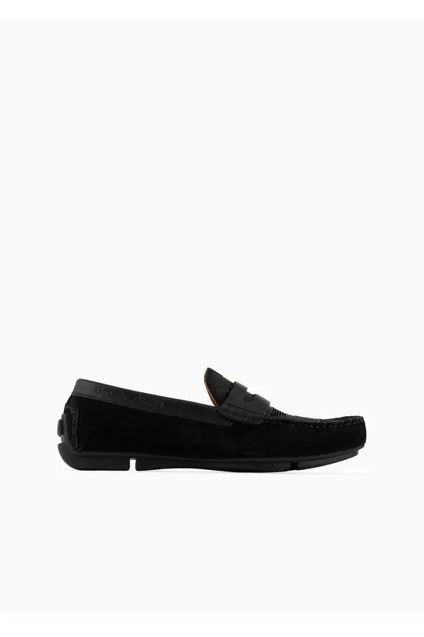 Emporio Armani Men Micro-perforated Suede Driving Loafers  display picture 2