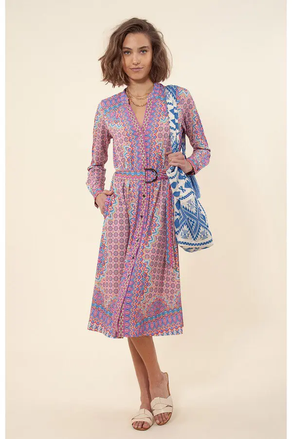Hale Bob Emory Belted Jersey Midi Dress