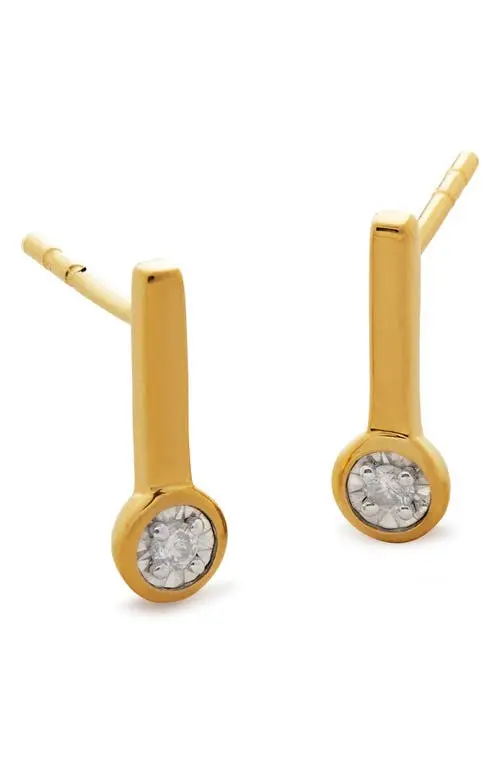 Monica Vinader Essential Diamond Drop Earrings - 18ct Gold Vermeil On Sterling
