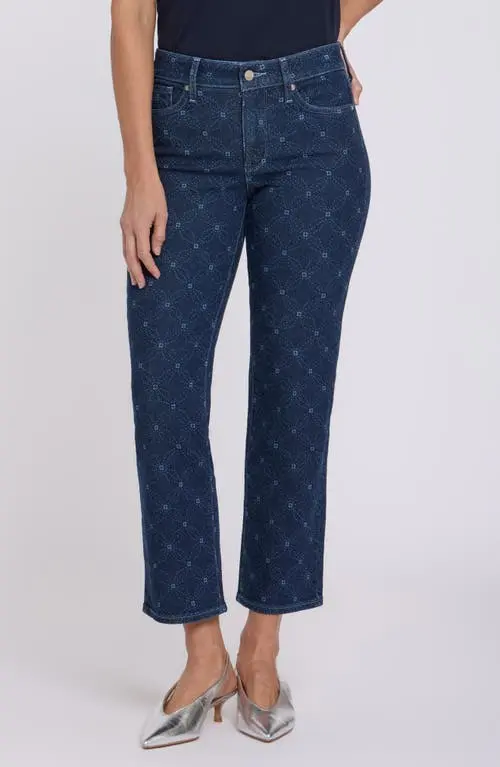 NYDJ Marilyn Ankle Straight Leg Jeans - Geo Flower Print