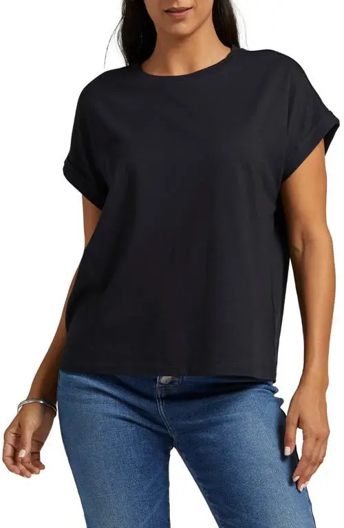 Jag Drapey Cuff Cotton & Modal T-shirt - Black