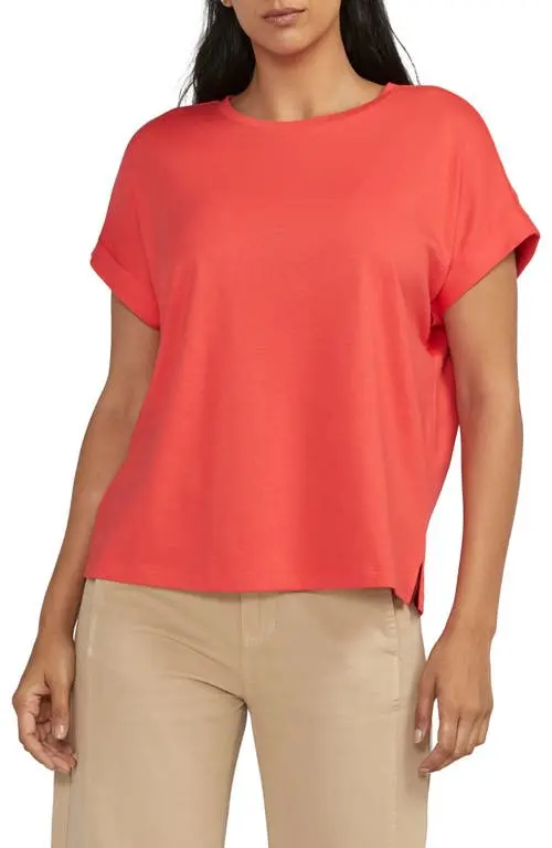 Jag Drapey Cuff Cotton & Modal T-shirt - Salsa
