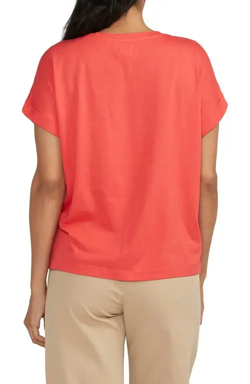 Jag Drapey Cuff Cotton & Modal T-shirt - Salsa