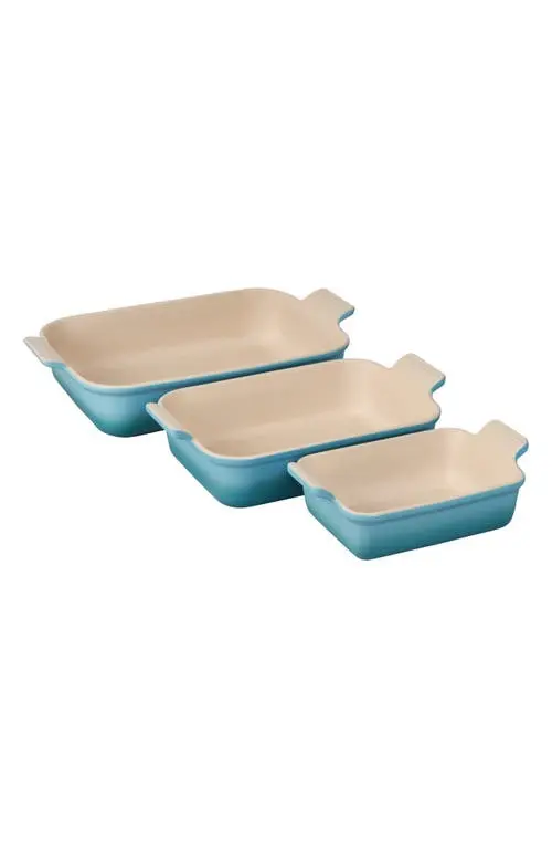LE CREUSET The Heritage Set Of 3 Rectangular Baking Dishes - Caribbean