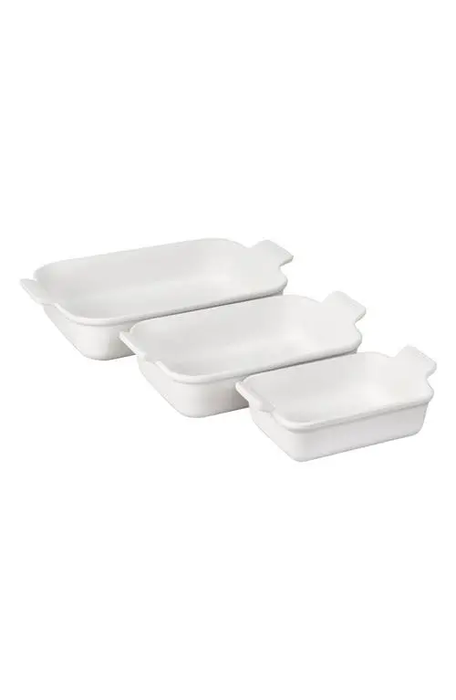 LE CREUSET The Heritage Set Of 3 Rectangular Baking Dishes - White