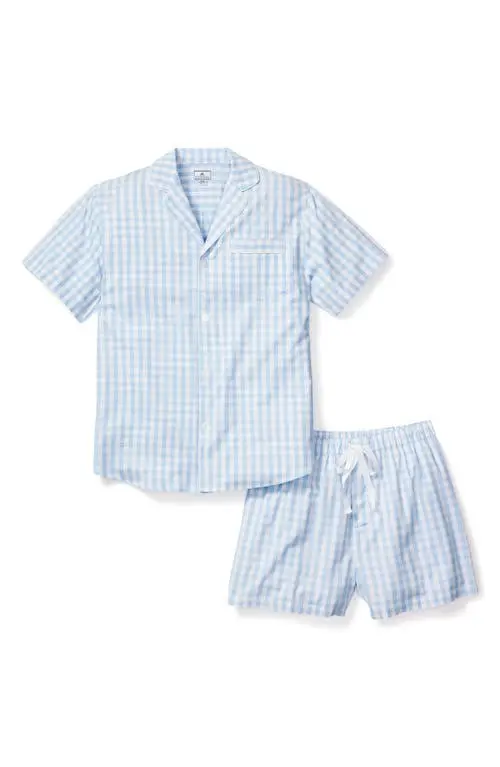 PETITE PLUME Gingham Cotton Short Pajamas - Blue