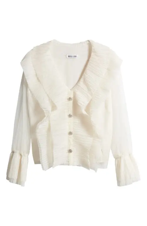 NIKKI LUND Gloria Ruffle Cardigan - Ivory