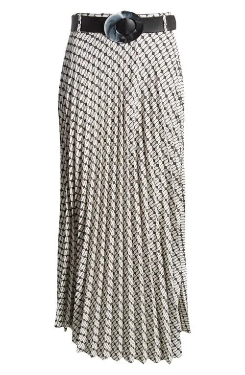 NIKKI LUND Brit Printed Pleated Maxi Skirt
