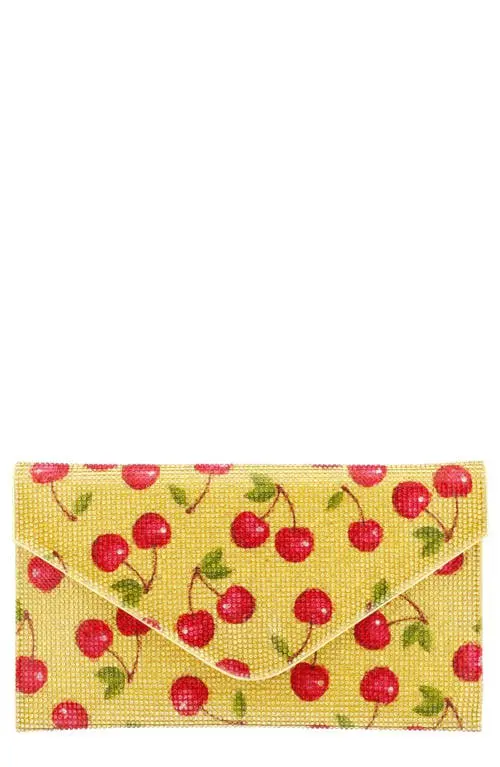 Nina Cherry Print Crystal Envelope Clutch - Cherry Yellow Multi
