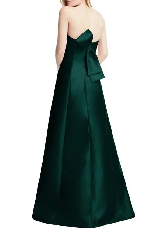 Alfred Sung Strapless Satin A-line Gown