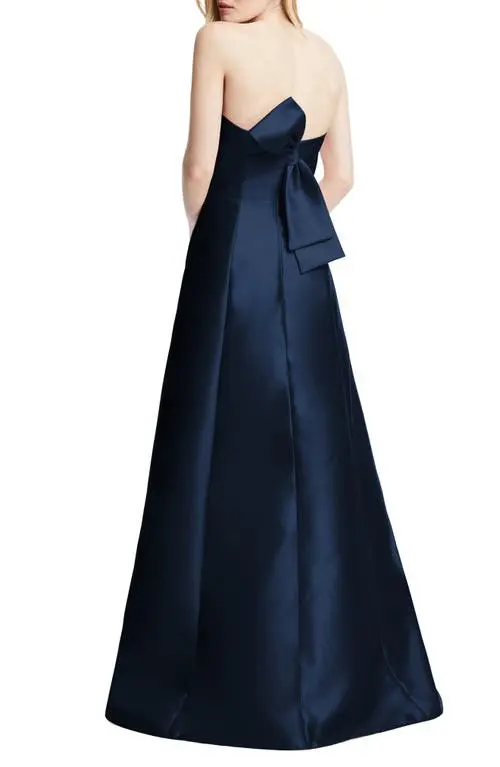 Alfred Sung Strapless Satin A-line Gown - Midnight