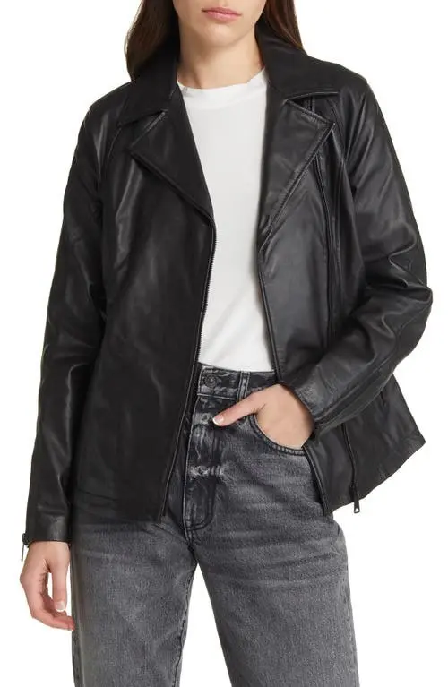 SCHOTT Long Leather Moto Jacket