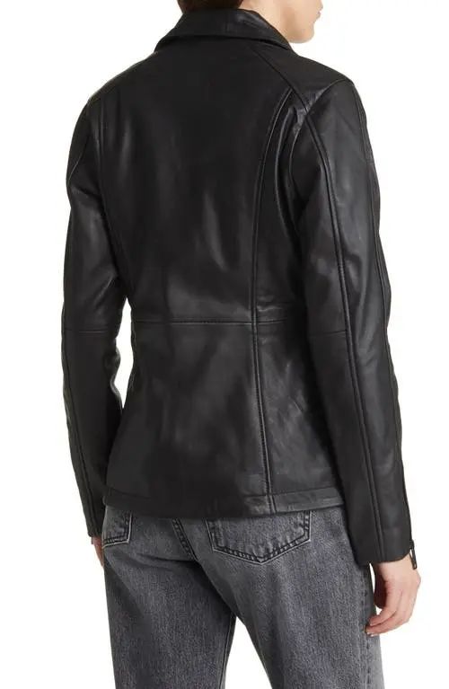 SCHOTT Long Leather Moto Jacket