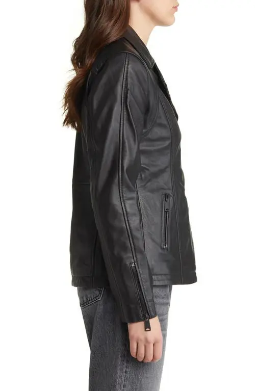 SCHOTT Long Leather Moto Jacket