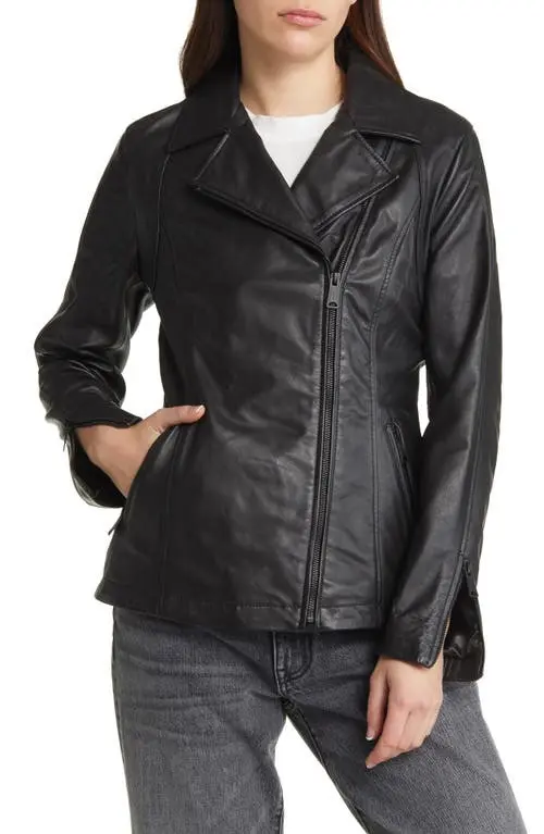 SCHOTT Long Leather Moto Jacket