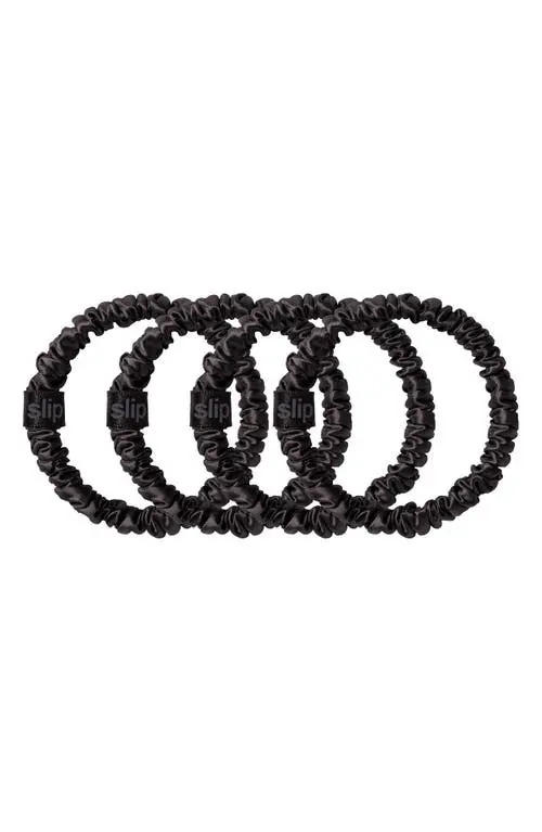 Slip Pure Silk 4-pack Skinny Scrunchies - Black