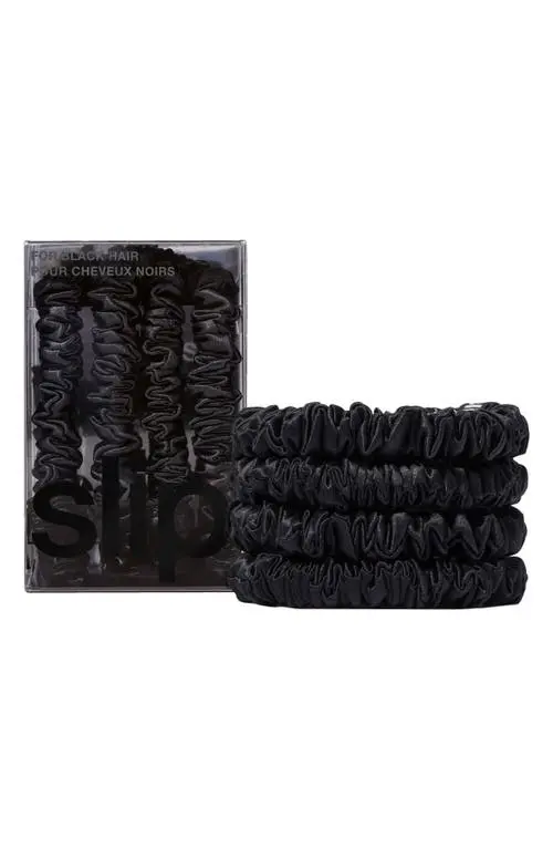 Slip Pure Silk 4-pack Skinny Scrunchies - Black