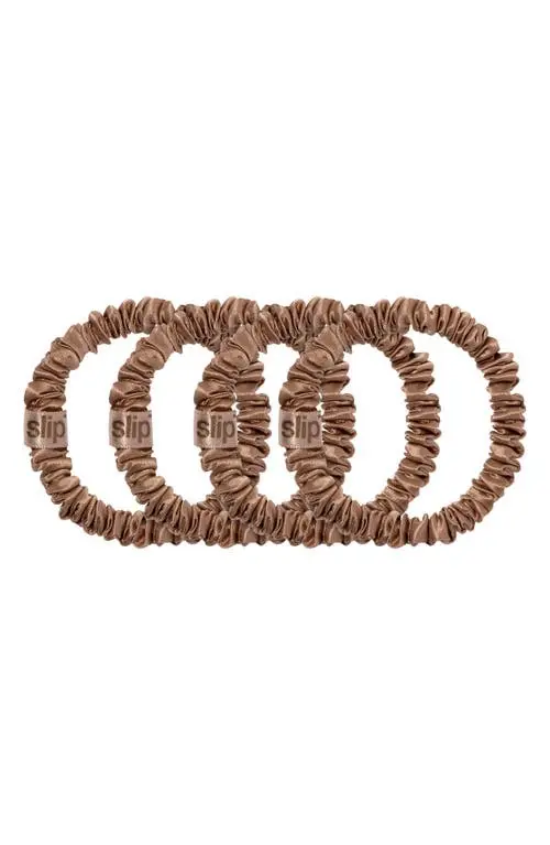 Slip Pure Silk 4-pack Skinny Scrunchies - Light Brown