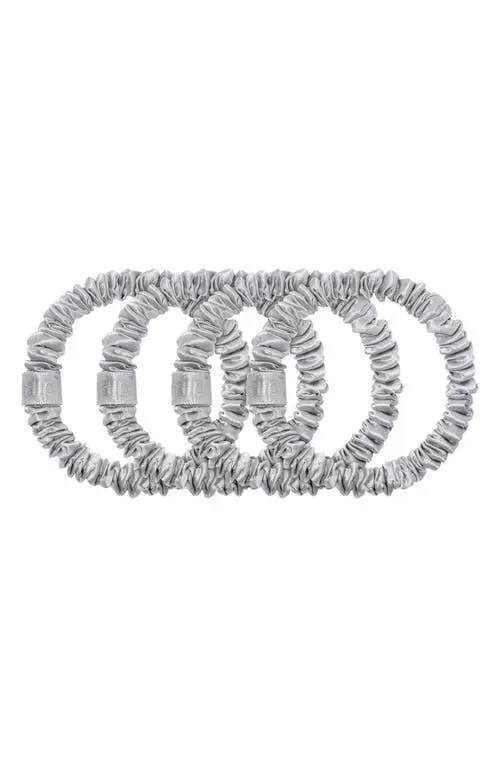 Slip Pure Silk 4-pack Skinny Scrunchies - Silver
