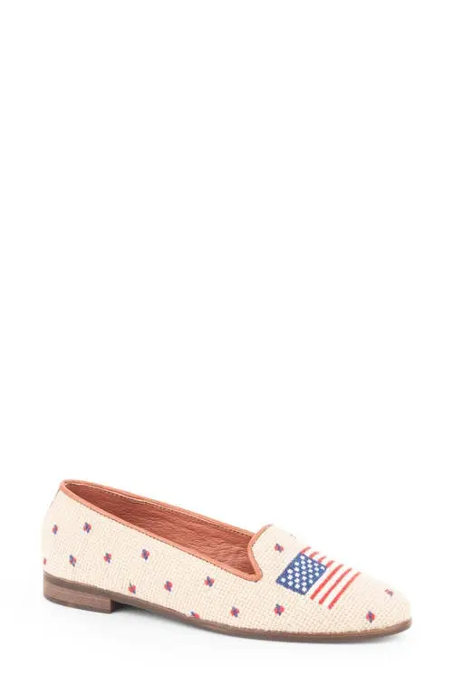 BYPAIGE Needlepoint American Flag Loafer - Tan