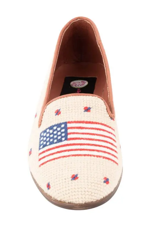 BYPAIGE Needlepoint American Flag Loafer - Tan