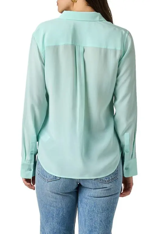 Equipment Signature Slim Fit Silk Shirt - Blue Light