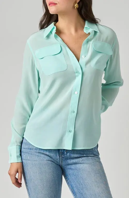 Equipment Signature Slim Fit Silk Shirt - Blue Light