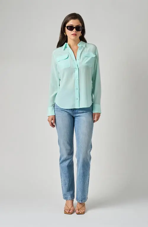 Equipment Signature Slim Fit Silk Shirt - Blue Light