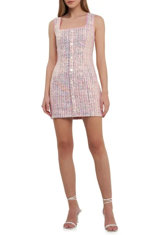 Endless Rose Sequin Tweed Mini Sheath Dress - Pink