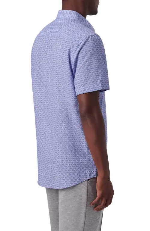Bugatchi Classic Fit Print Cotton Short Sleeve Button-up Shirt
