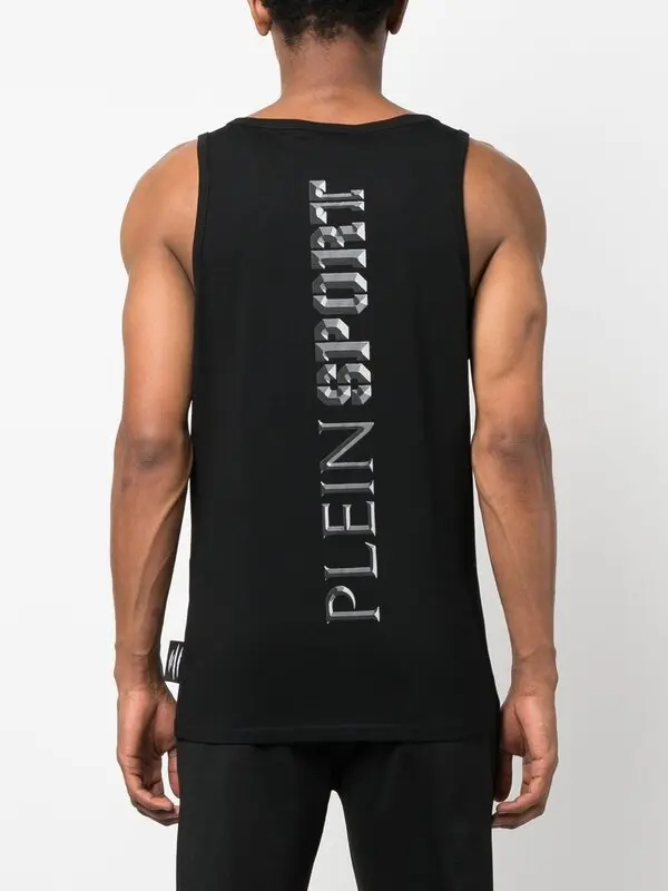 PLEIN SPORT Tiger-print Cotton Tank Top - Black